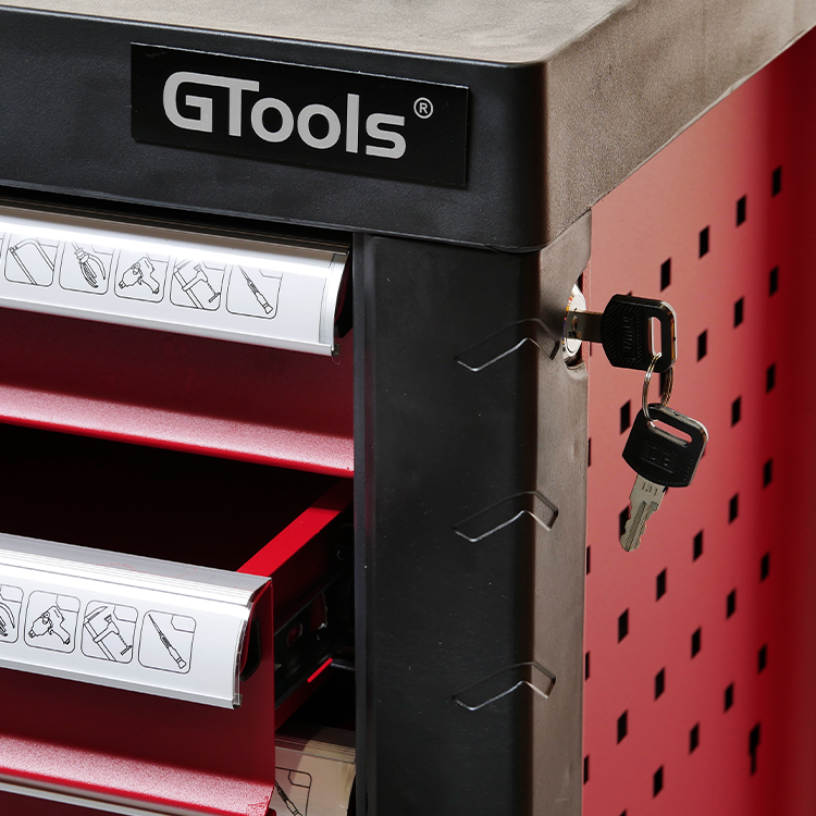 Wózek narzędziowy z wyposażeniem "A" GTOOLS GT-001-A CZERWONY - Sklep ANB